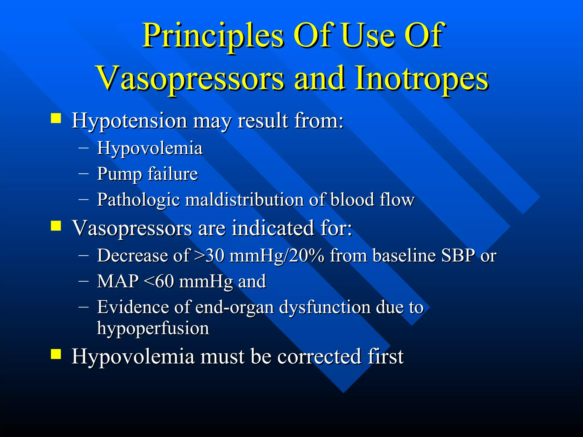 Vasopressors and inotropes | PPT | First Aid | Injuries