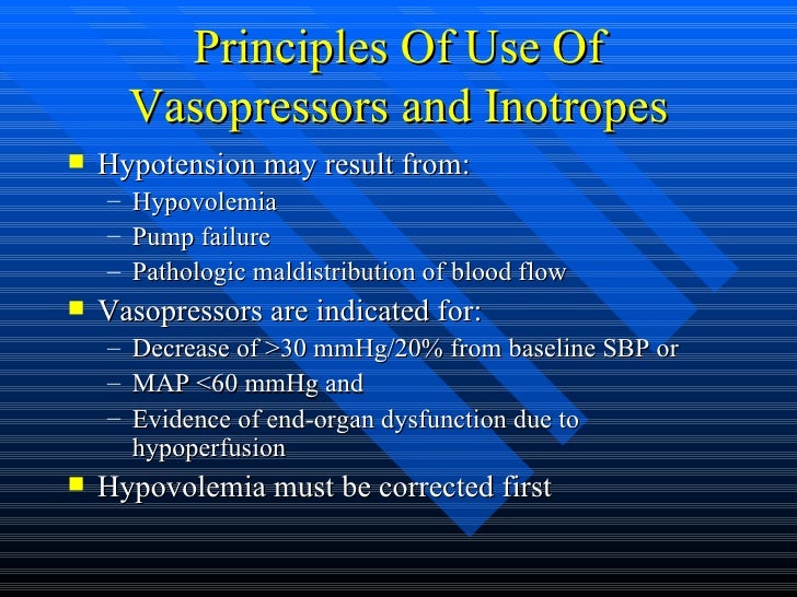 Vasopressors and inotropes