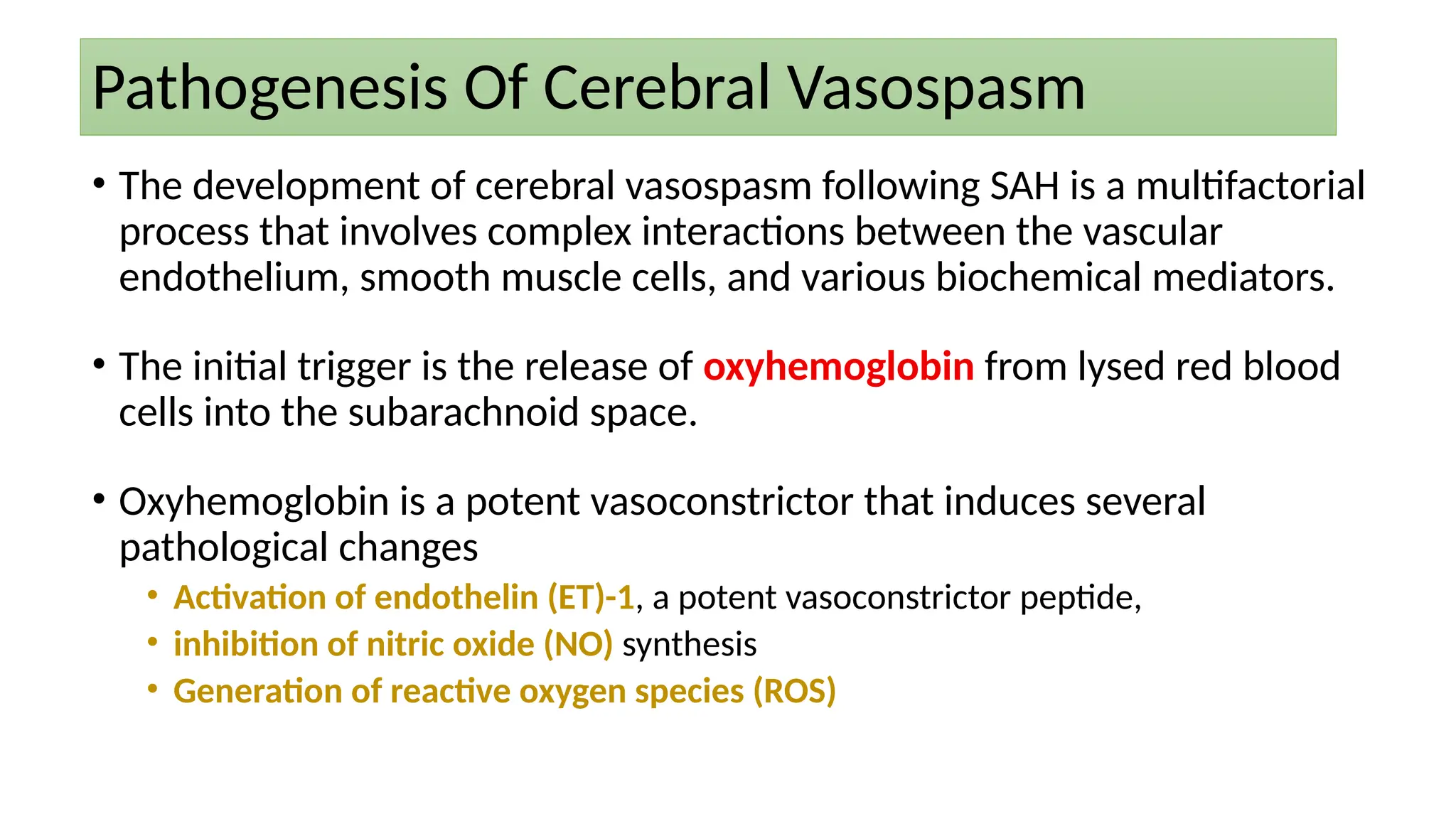 Vasospasm Following SAH, Neurosurgery.pptx