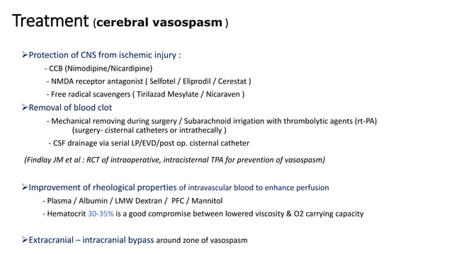 Vasospasm in subarachnoid haemorrhage pre finale | PPTX | Brain and ...
