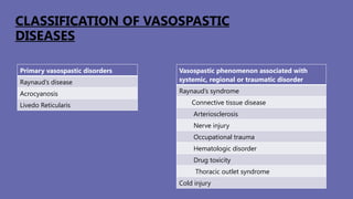 Vasospastic disorders (vascular disorders) | PPTX