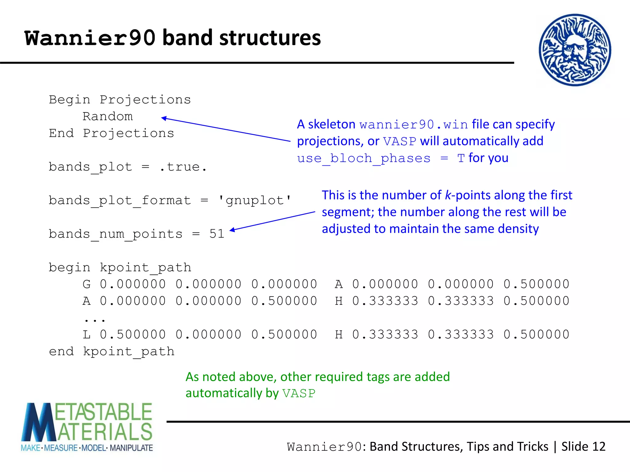 Wannier90: Band Structures, Tips and Tricks | PDF