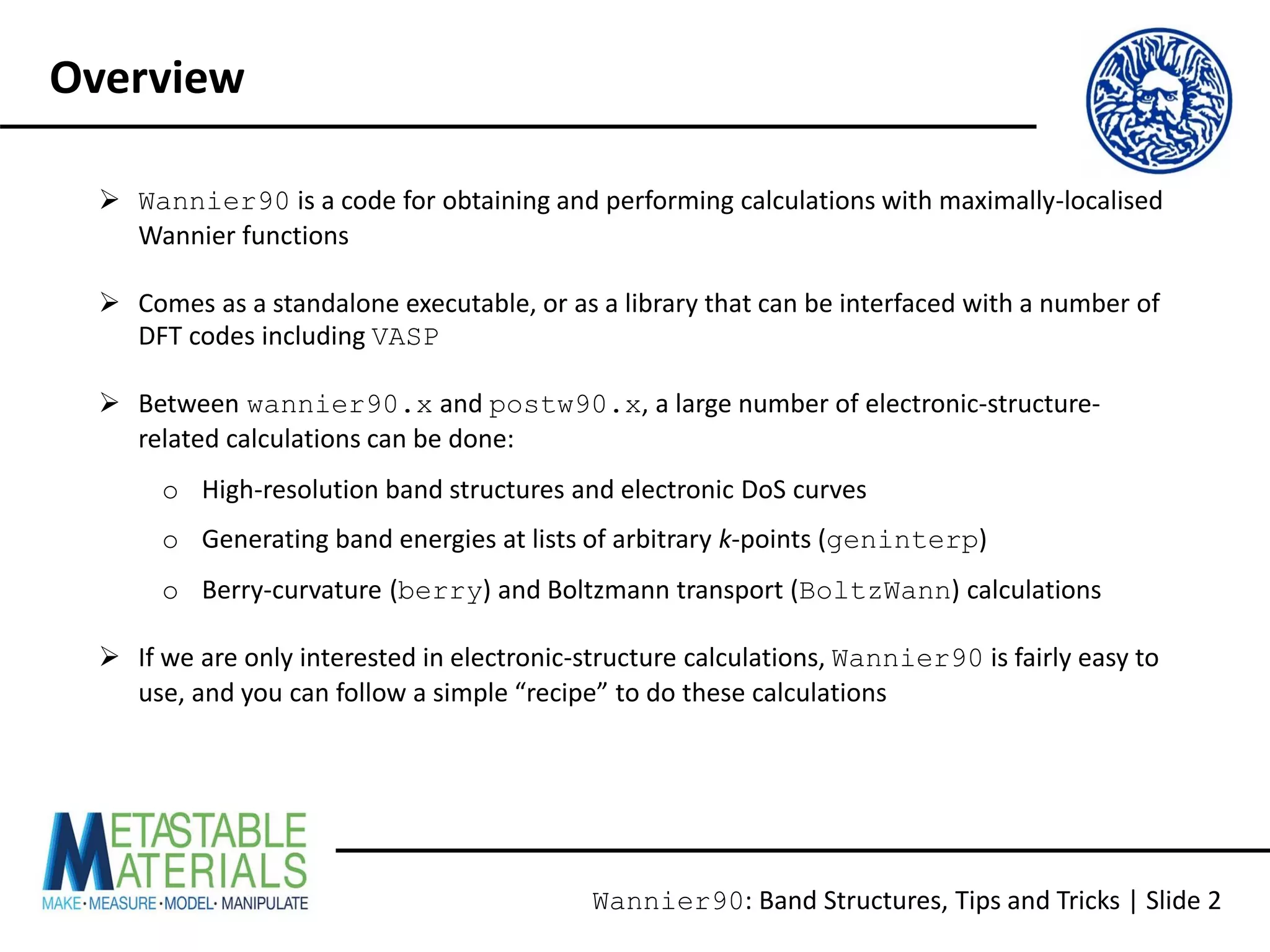 Wannier90: Band Structures, Tips and Tricks | PDF