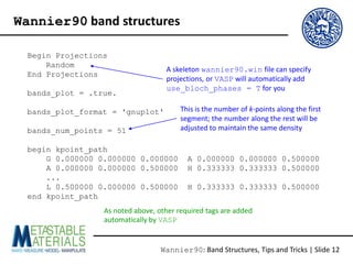 Wannier90: Band Structures, Tips and Tricks | PDF
