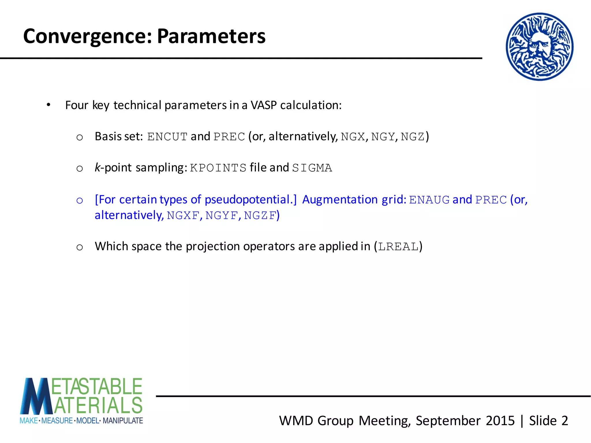 VASP: Some Accumulated Wisdom | PDF