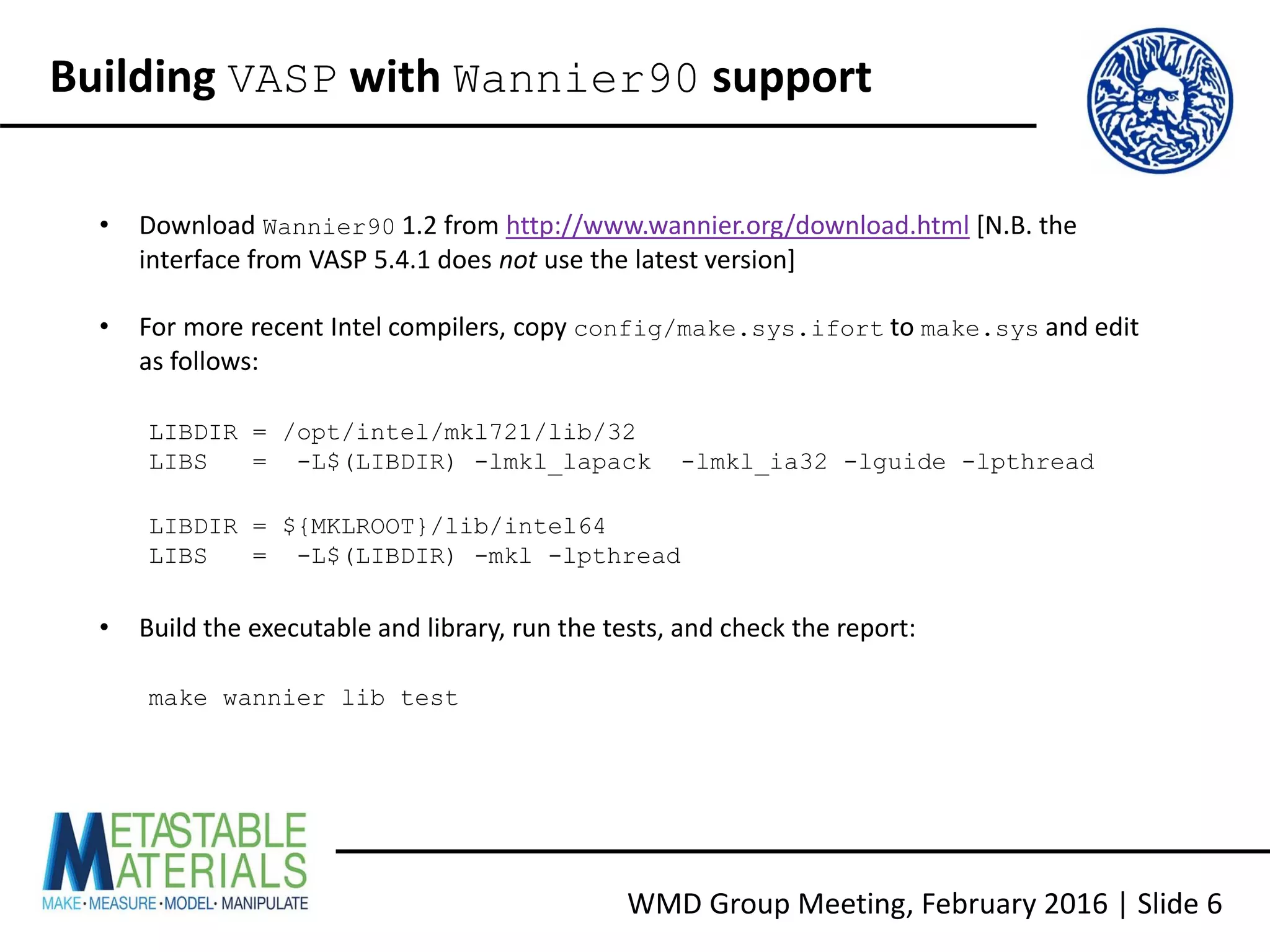 VASP And Wannier90: A Quick Tutorial | PDF