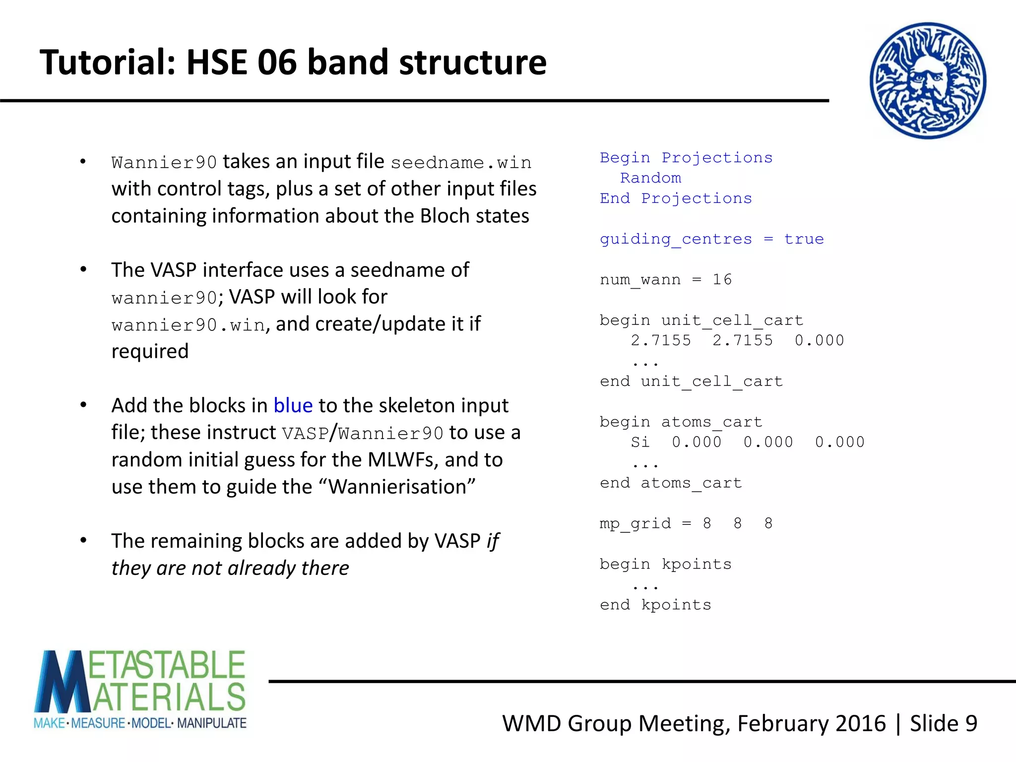 VASP And Wannier90: A Quick Tutorial | PDF
