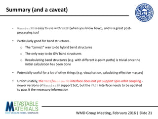 VASP And Wannier90: A Quick Tutorial | PDF