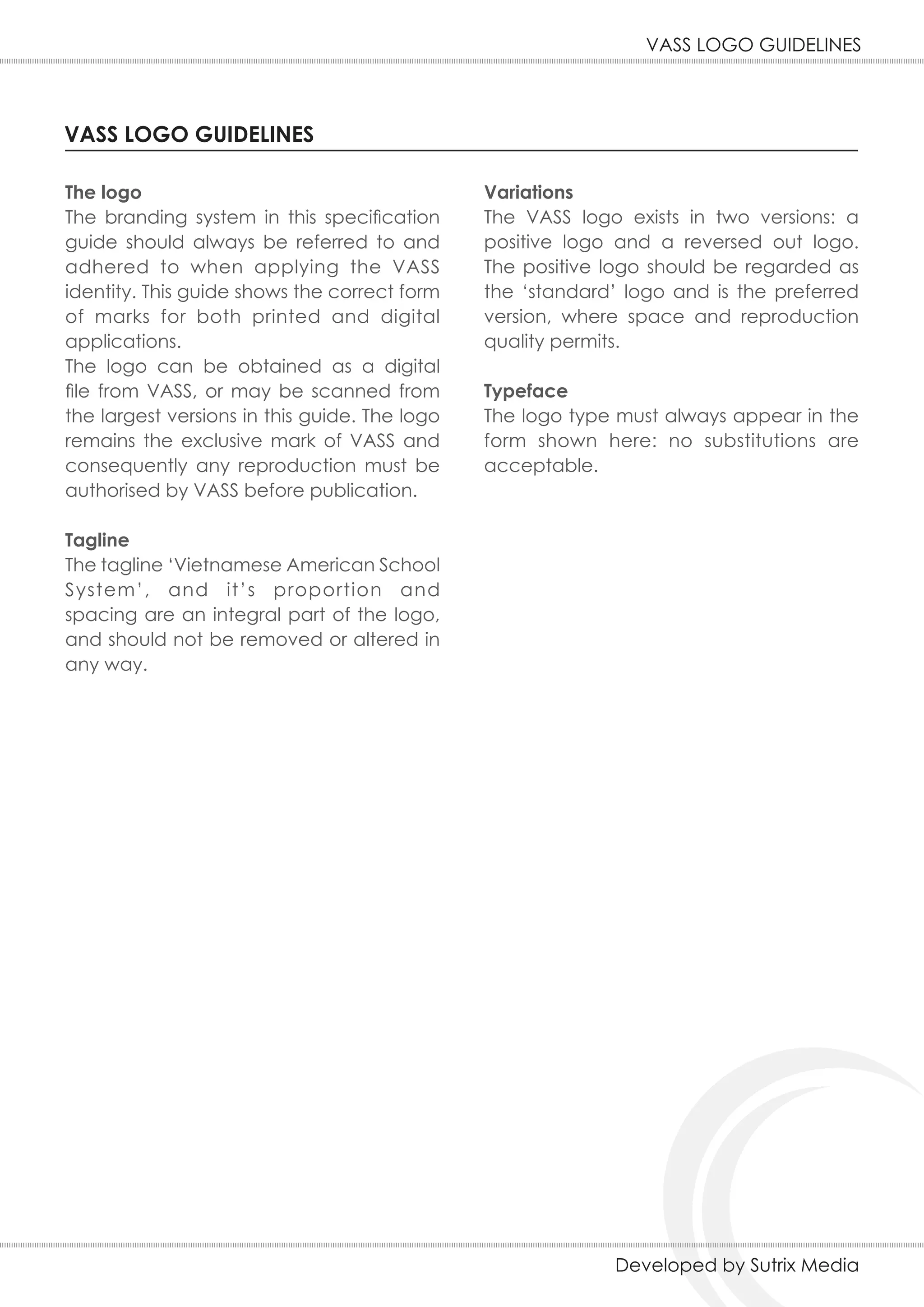 VASS LOGO GUIDLINE | PDF