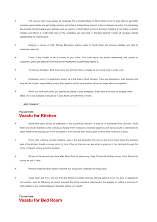 Vasthu - 21 Vaastu Tips for Homes , 19p | DOC | Interior Decorating | Home & Garden