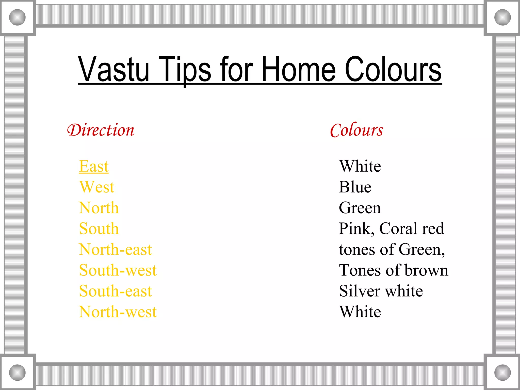 Vastu Tips for Home Colours | PPT