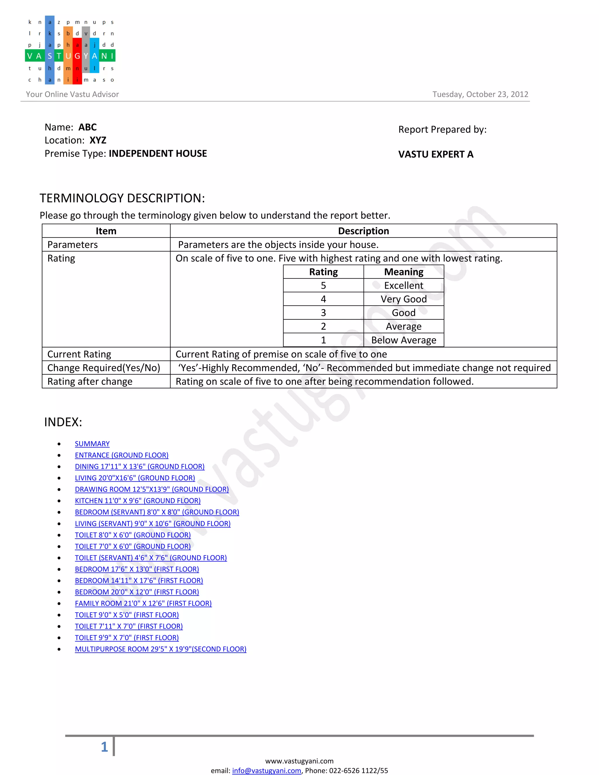 Vastugyani.com sample vastu_report_for_residential | PDF