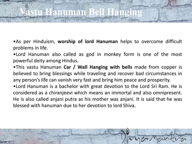 Vastu hanuman bell and panchmukhi hanuman hanging | PPT
