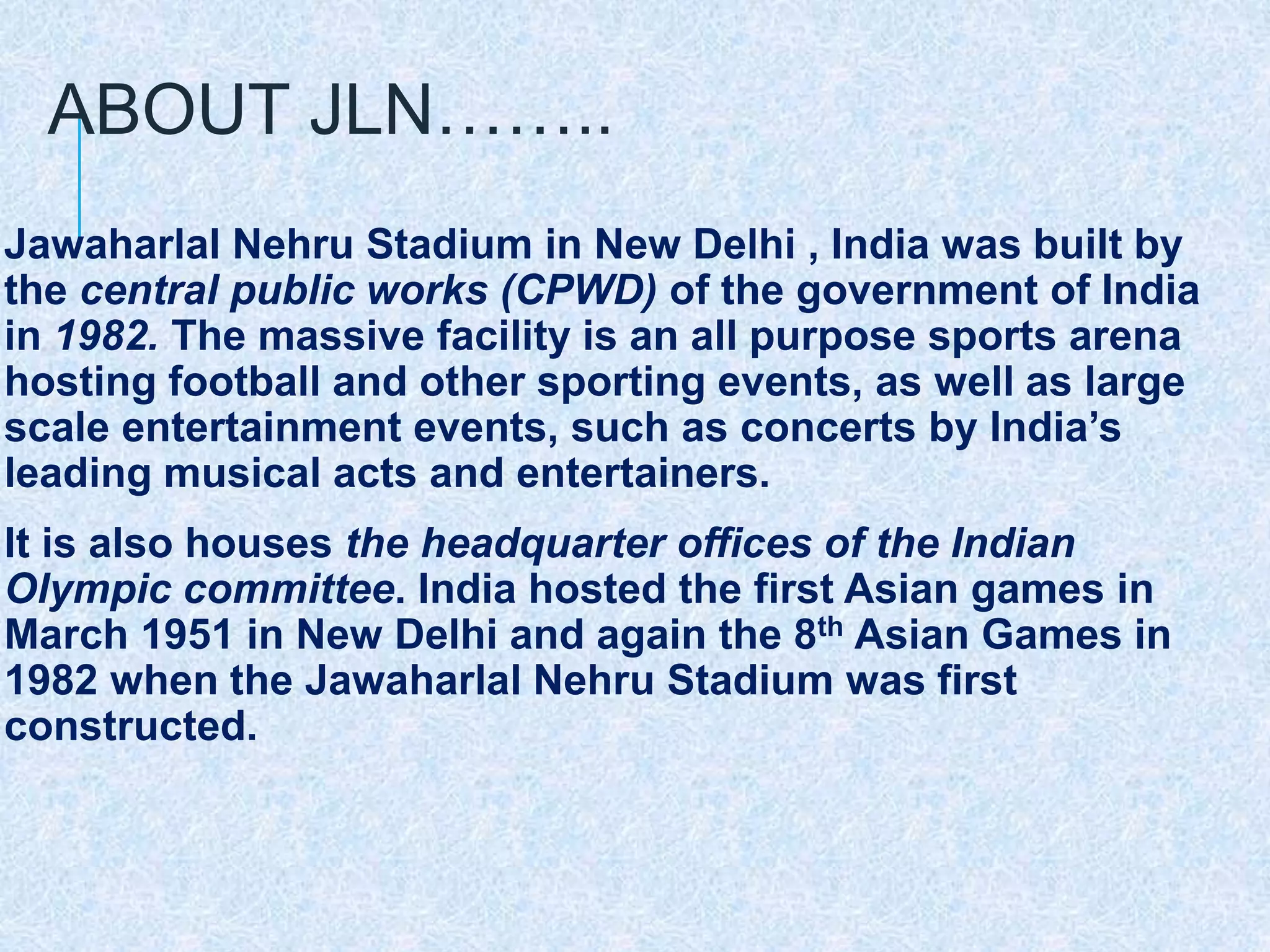 presentation on jln stadium | PPTX