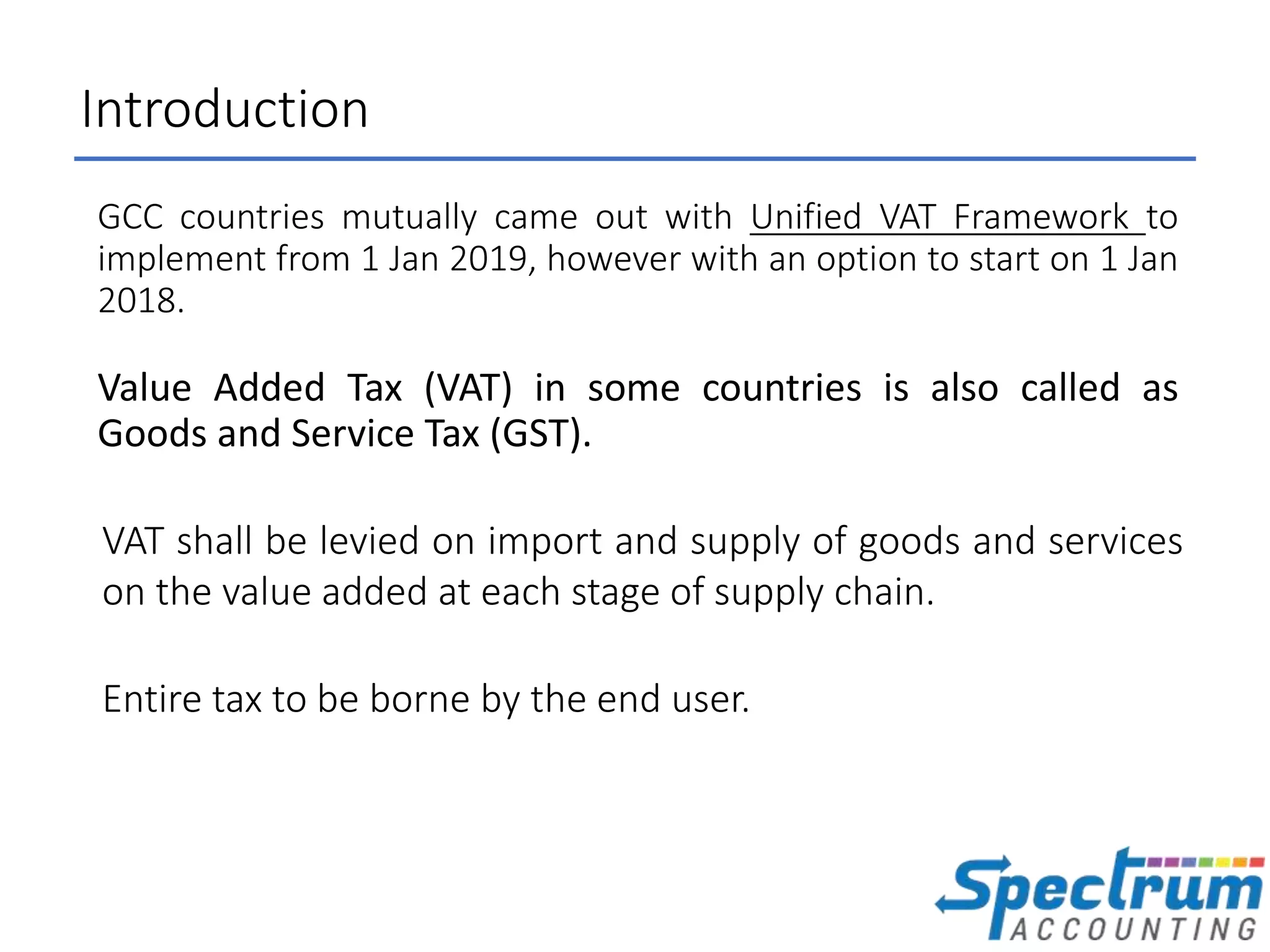 VAT in UAE Explained - Spectrum Auditing and accounts | PPTX
