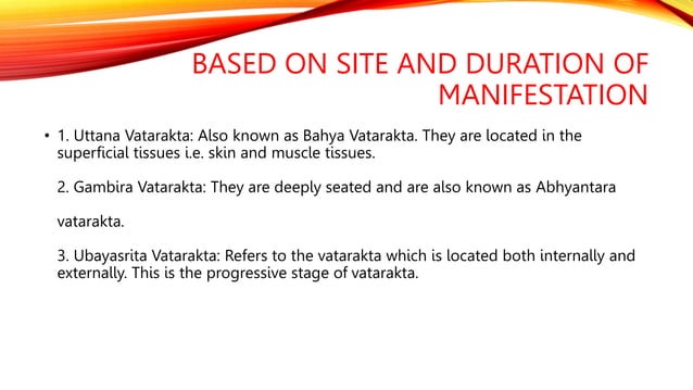 Vata-rakta disease in ayurveda cause, management | PPTX