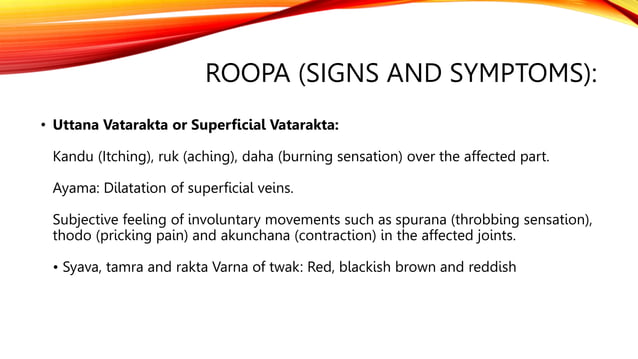 Vata-rakta disease in ayurveda cause, management | PPTX
