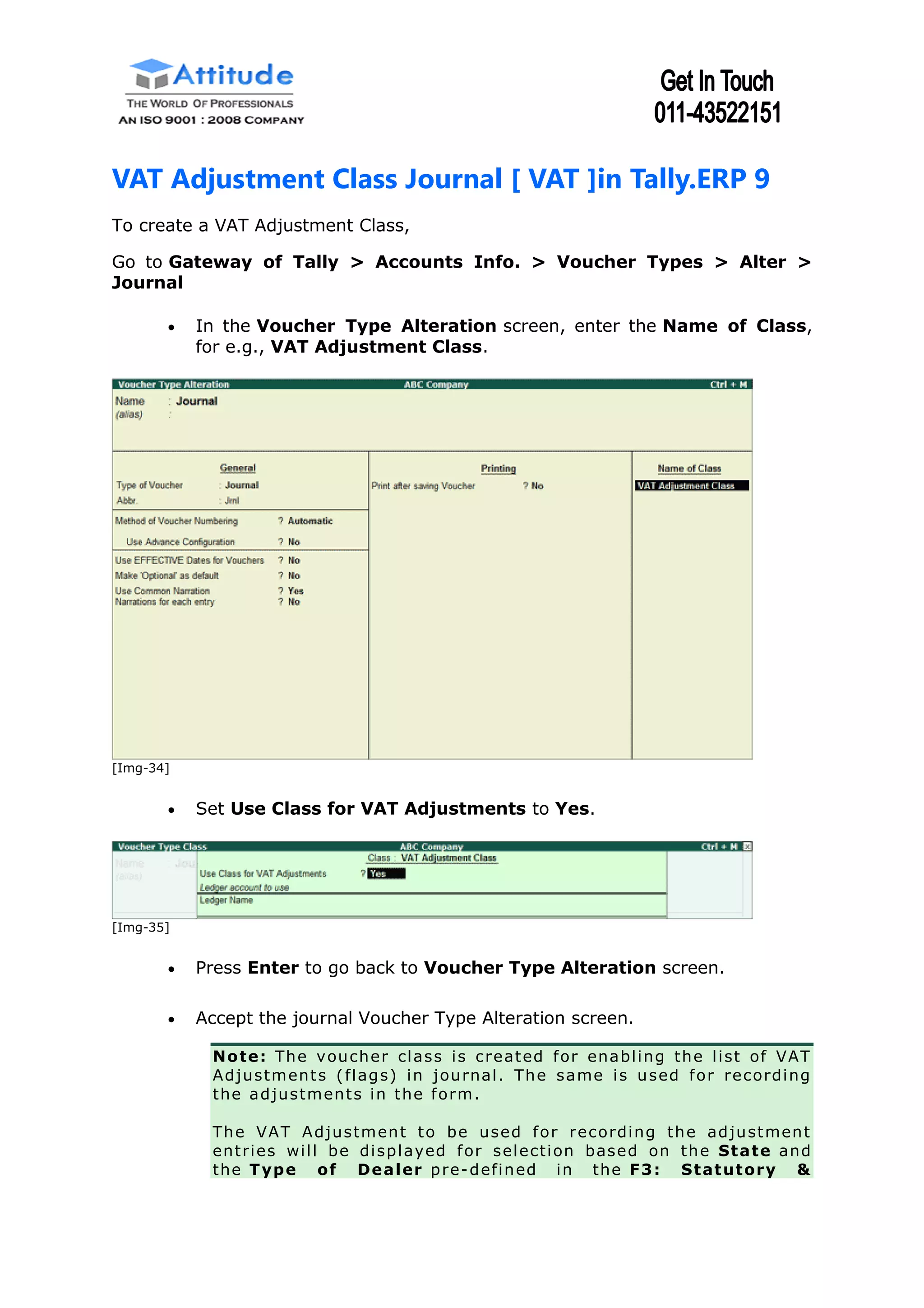 VAT Adjustment in Tally ERP 9 | PDF