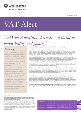 UK: VAT use and enjoyment on advertising services? | PDF