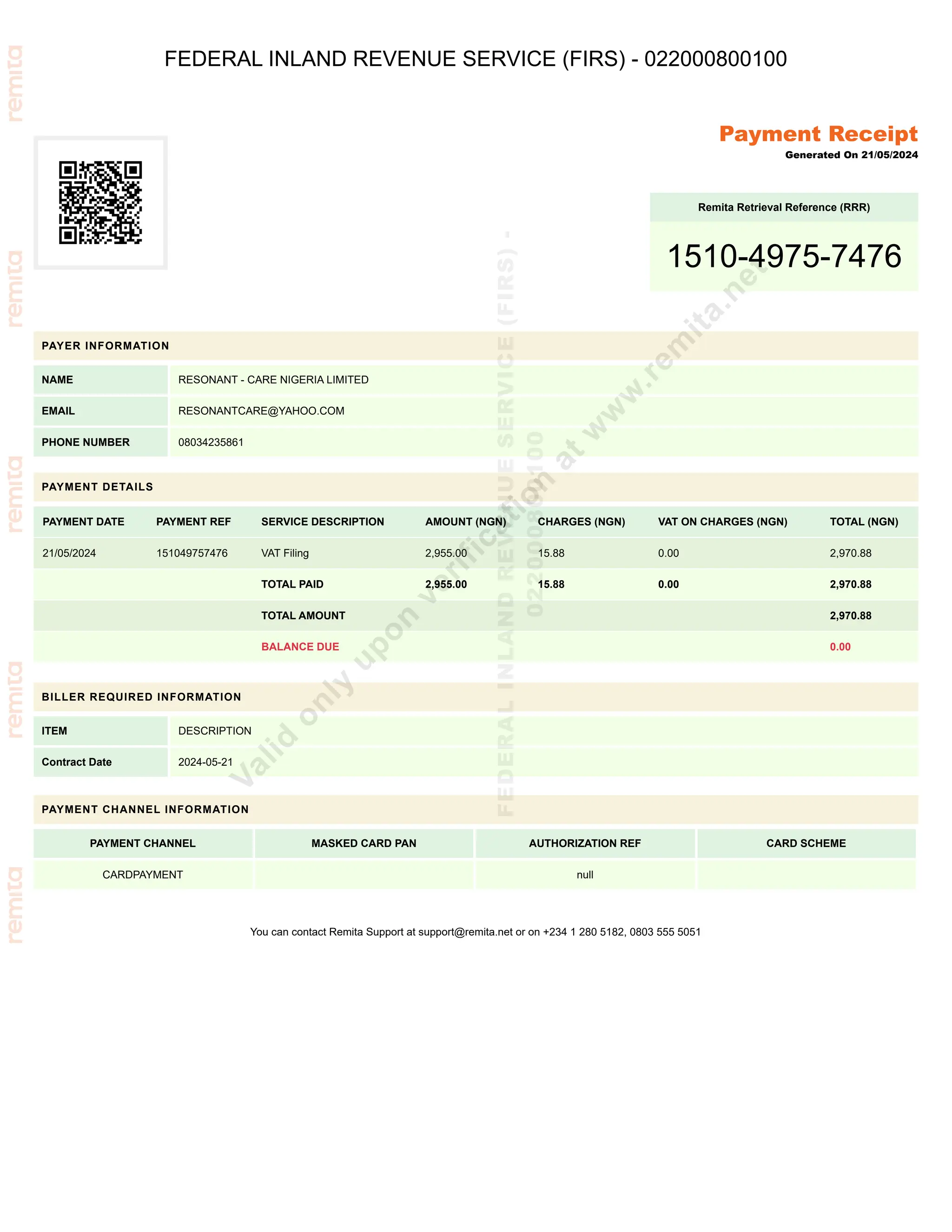 VAT April 2024 View Invoice_Receipt.pdf. | PDF