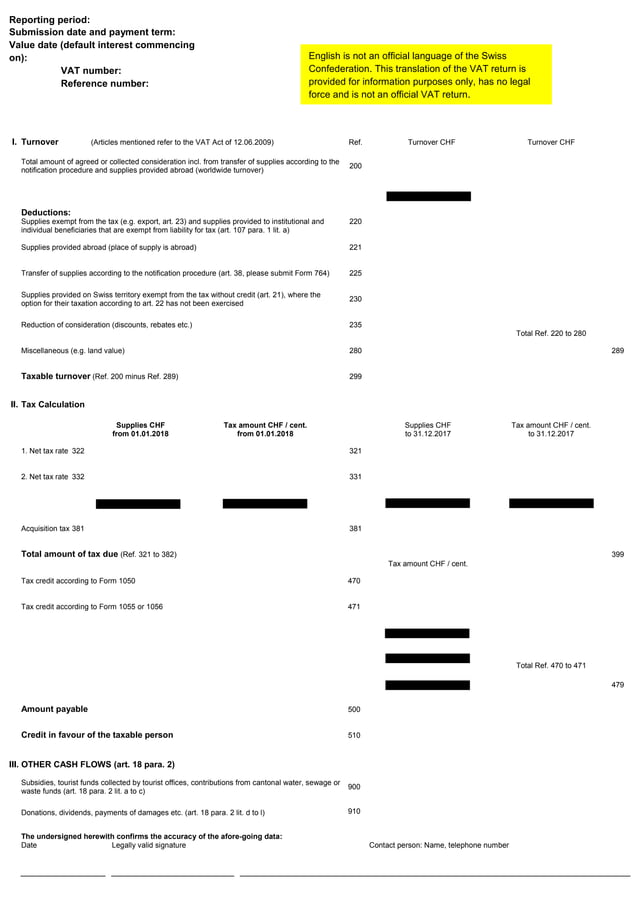 Vat form swiss | PDF