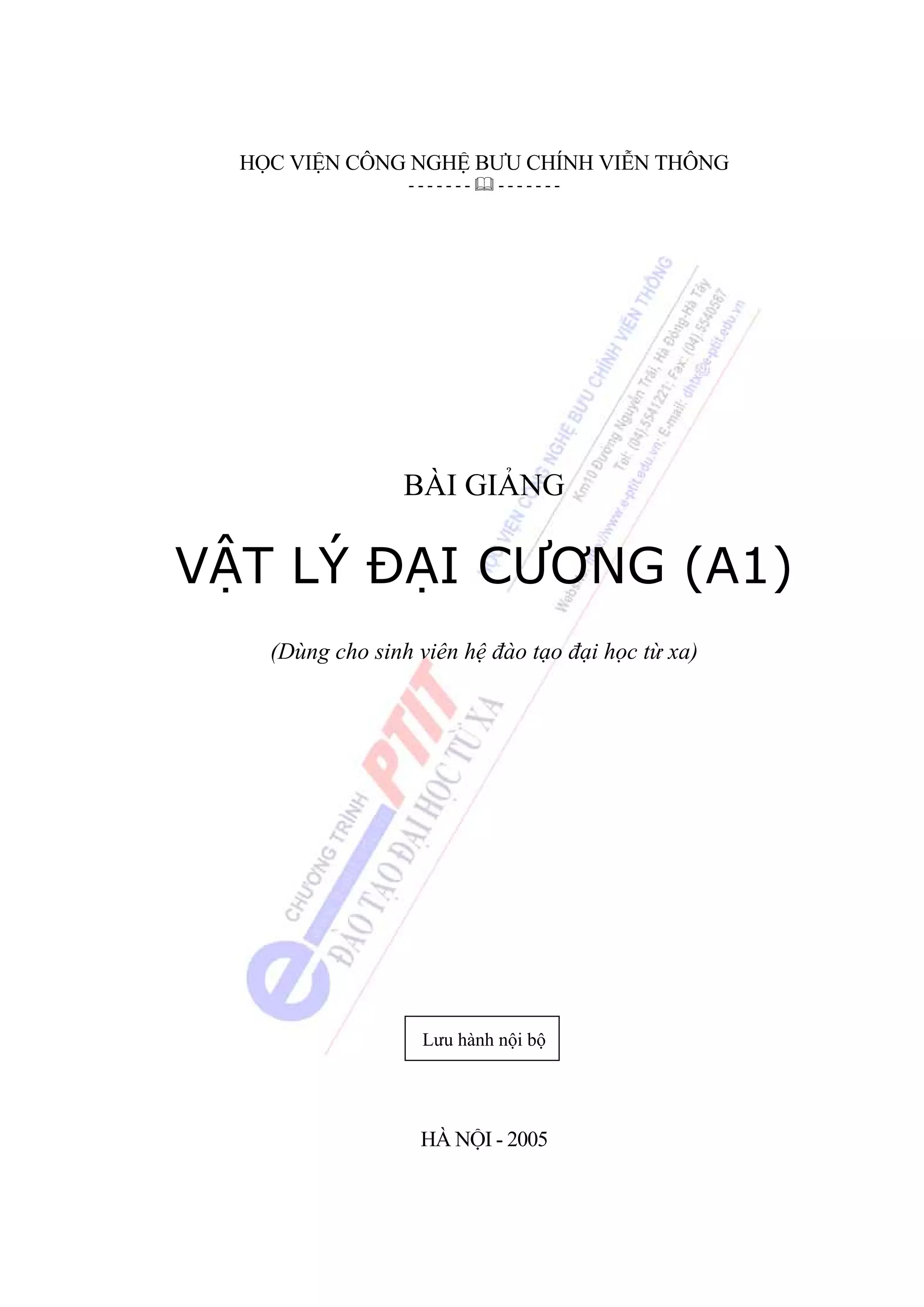 Vat ly dai cuong a1 bai giang(2) | PDF
