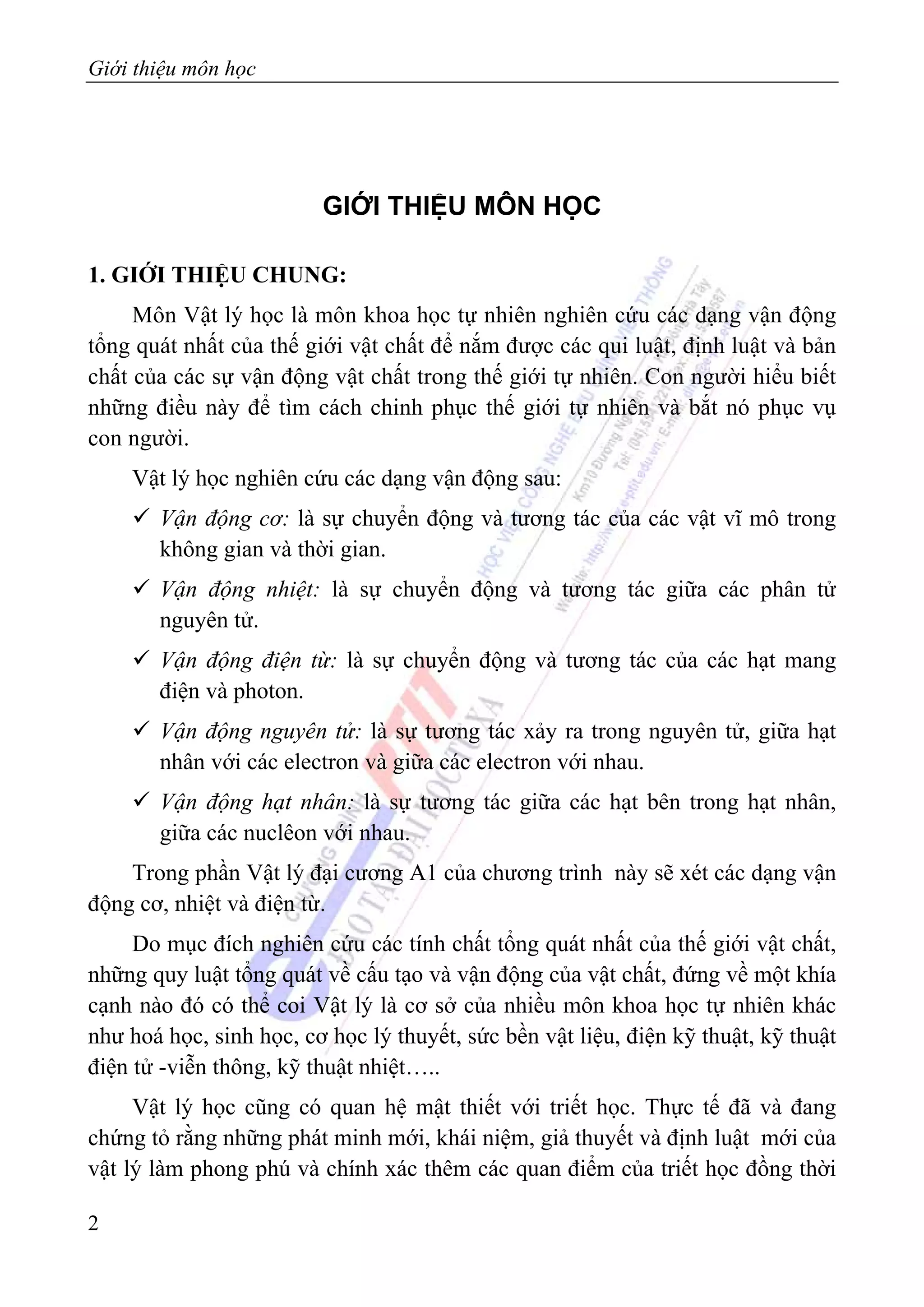 Vat ly dai cuong a1 bai tap | PDF