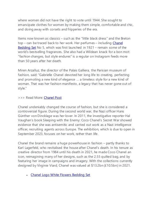 V&A to host exhibition on Coco Chanel’s career and designs | DOCX