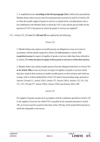 VAT directive proposal: E-Invoicing Not Equal To Paper Invoicing | PDF