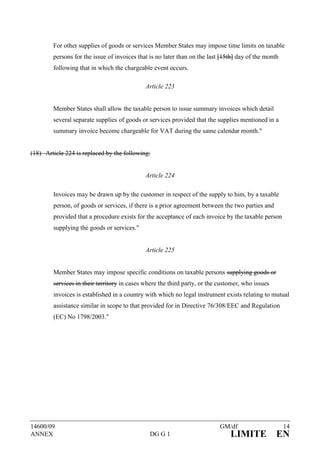 VAT directive proposal: E-Invoicing Not Equal To Paper Invoicing | PDF