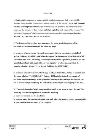 VAT directive proposal: E-Invoicing Not Equal To Paper Invoicing | PDF