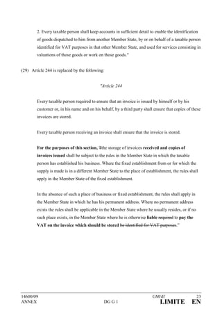 VAT directive proposal: E-Invoicing Not Equal To Paper Invoicing | PDF