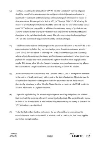 VAT directive proposal: E-Invoicing Not Equal To Paper Invoicing | PDF