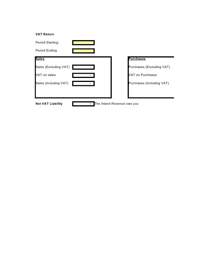 Vat return excel template