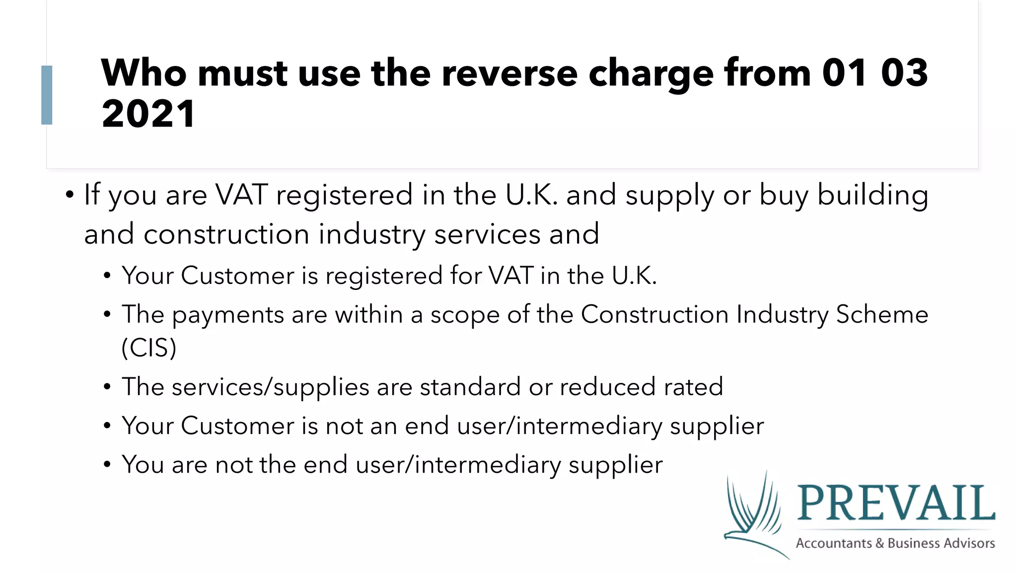 Domestic Vat Reverse Charge for the Construction Industry | PPT