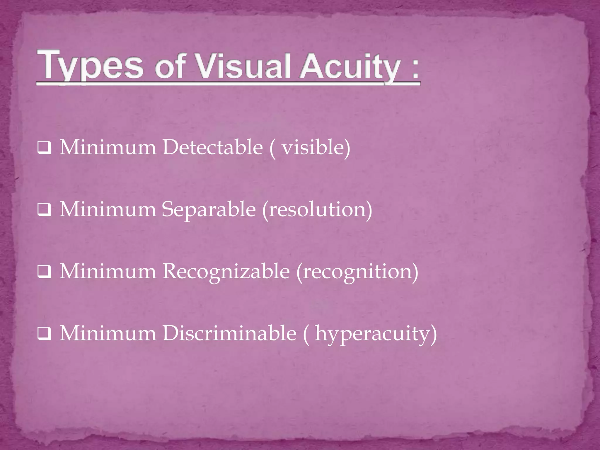 Visual acuity, visual acuity types and factors | PPTX | Eye and Vision ...