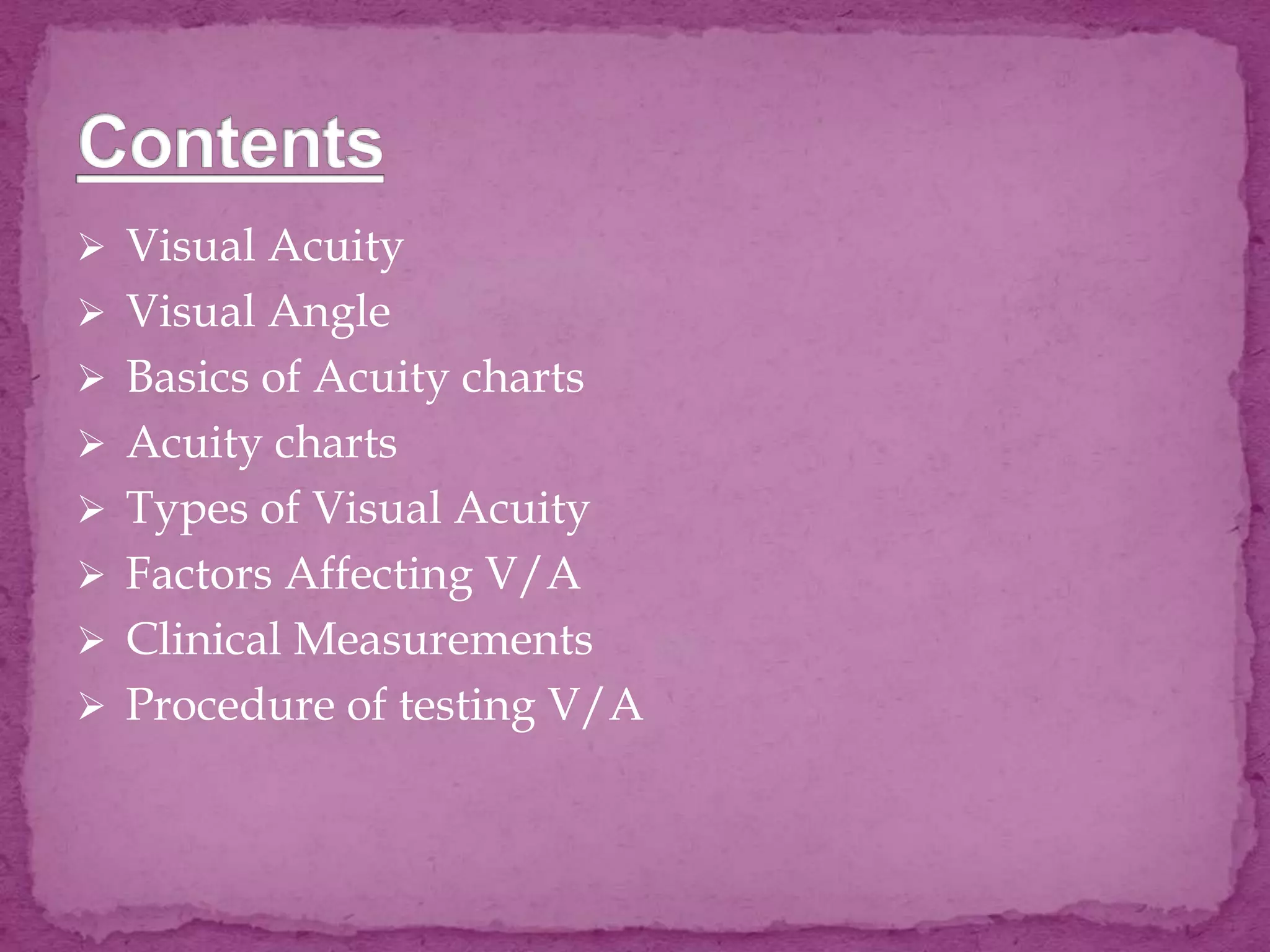 Visual acuity, visual acuity types and factors | PPTX | Eye and Vision ...