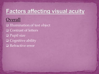 Visual acuity, visual acuity types and factors | PPTX
