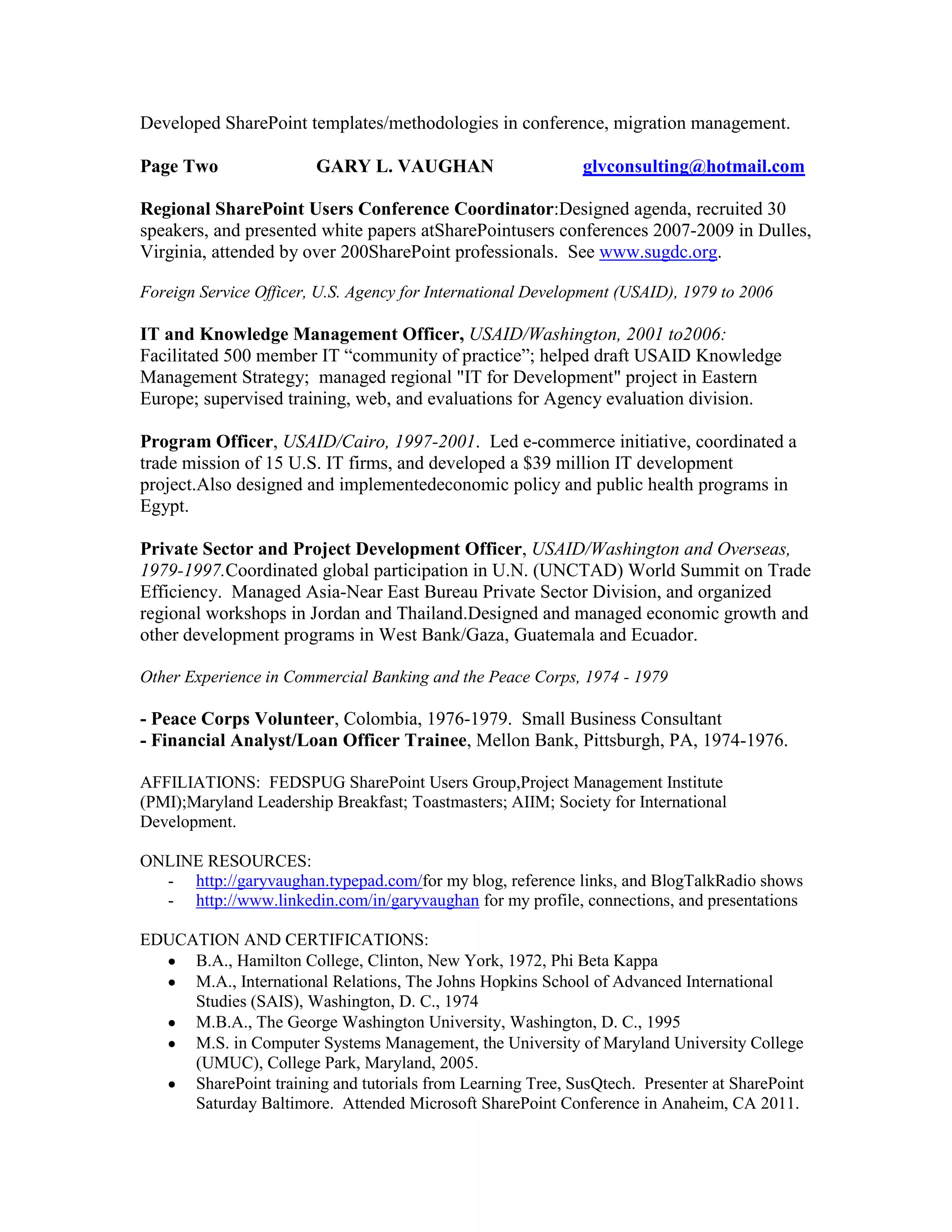 Gary Vaughan Resume | DOCX