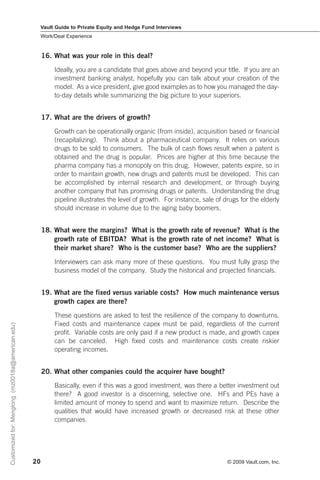 Career Guide Private Equity and Hedge Fund Interview | PDF