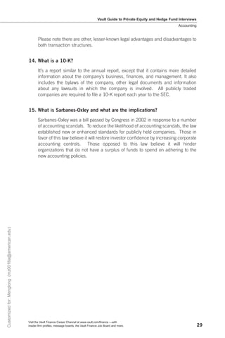 Career Guide Private Equity and Hedge Fund Interview | PDF