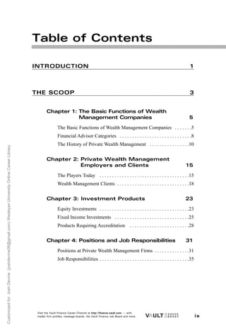 Career Guide Private Wealth Management | PDF