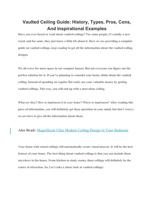 Vaulted ceiling guide history, types, pros, cons, and inspirational examples | PDF