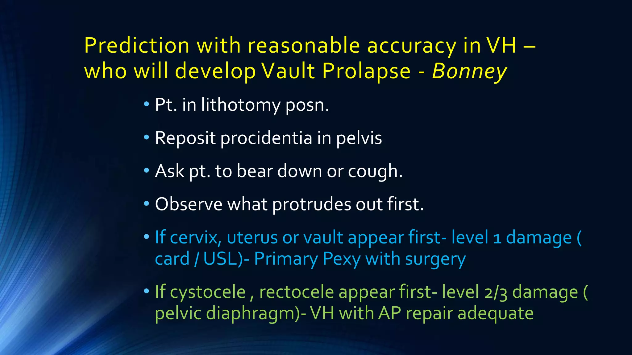 Vault prolapse, Pelvic organ Prolapse, Supports Of Uterus | PPSX