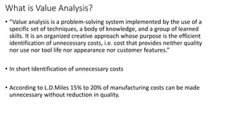 Value Analysis and Value Engineering -Function & Evaluation of Function | PPT