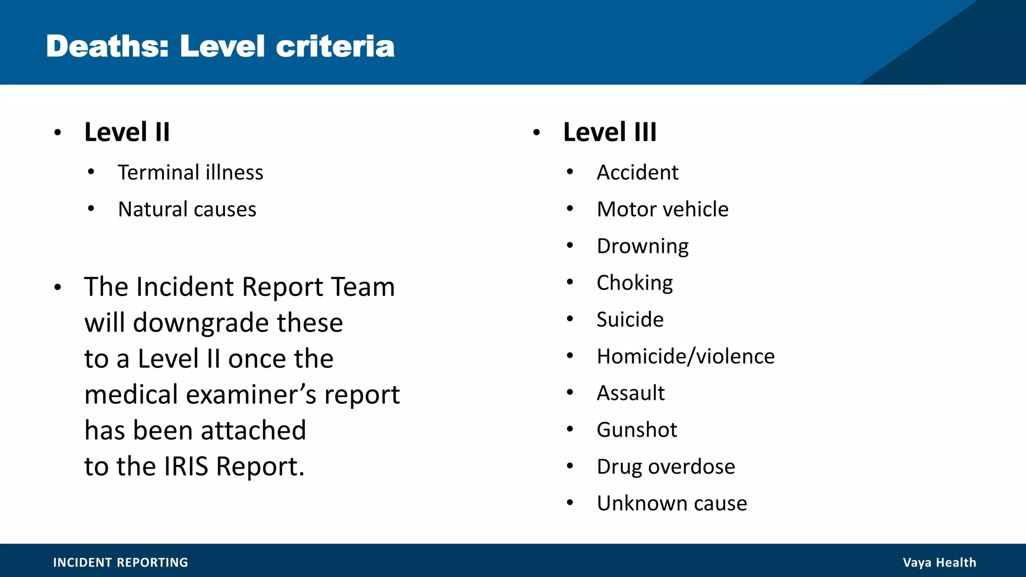 Vaya health incident report training presentation | PPTX