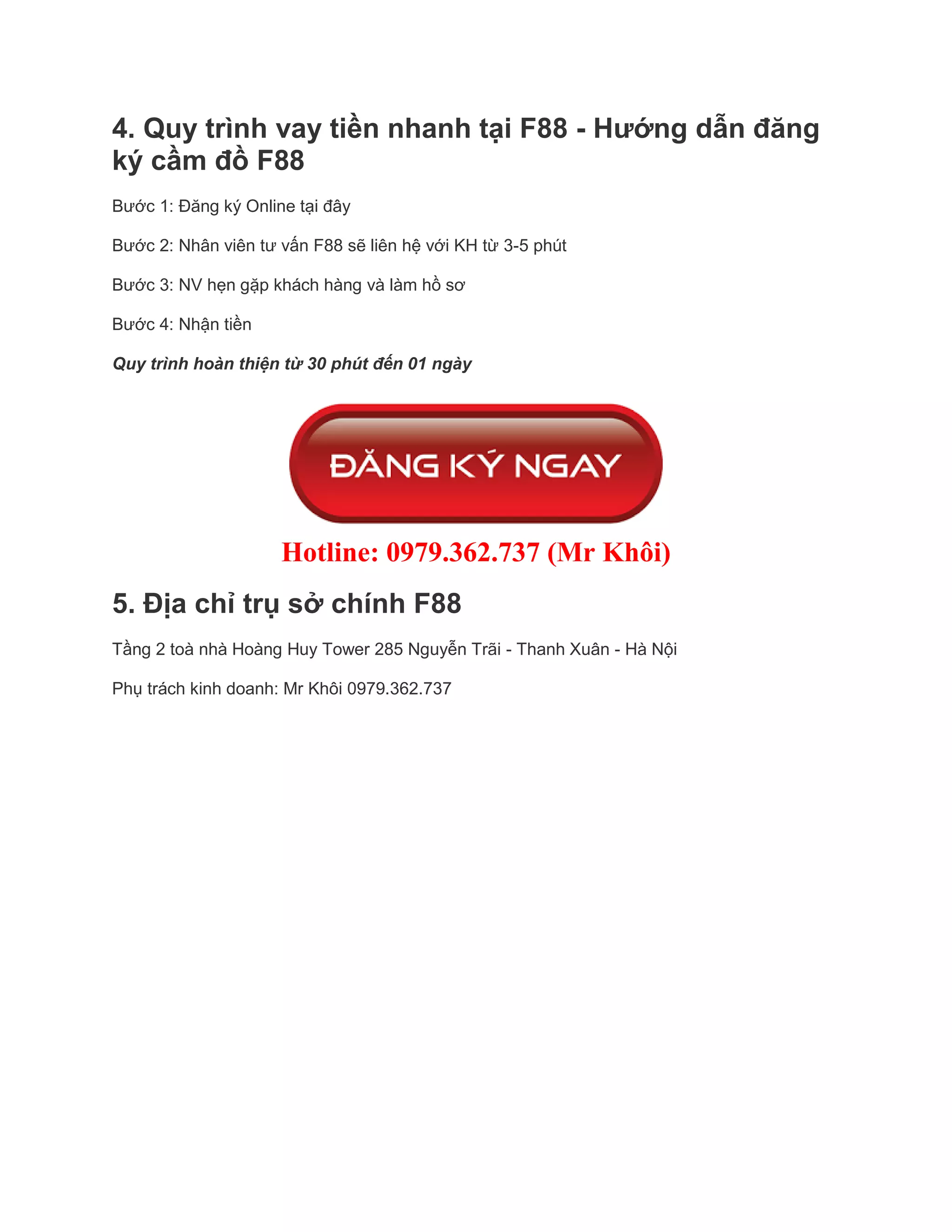 Hệ thống cầm đồ F88 cho vay tiền nhanh nhất | PDF