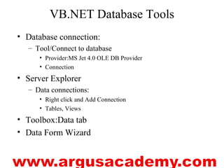 VISUAL BASIC .net data accesss vii | PPS | Databases | Computer Software and Applications