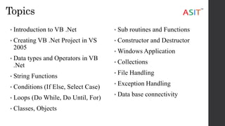 Learn VB.NET at ASIT | PPT