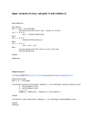 Vb.net programs | DOCX